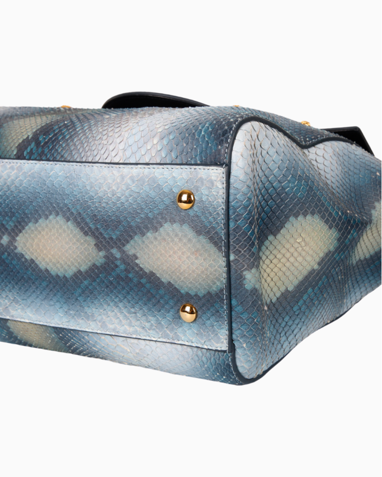 Bolsa Versace Signature Large Python Azul Feminina
