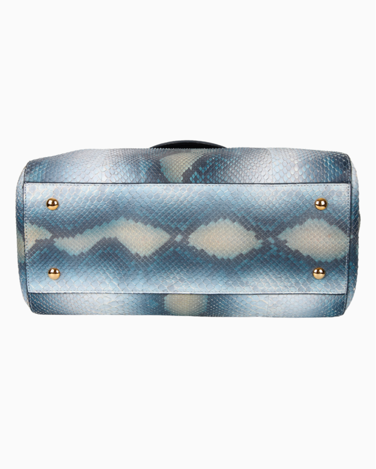 Bolsa Versace Signature Large Python Azul Feminina