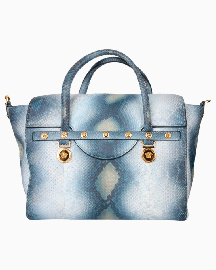 Bolsa Versace Signature Large Python Azul Feminina