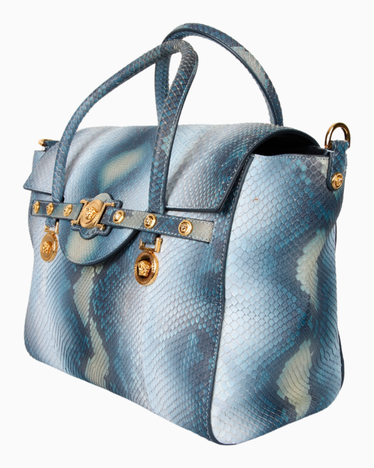 Bolsa Versace Signature Large Python Azul Feminina