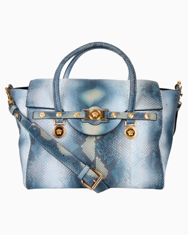 Bolsa Versace Signature Large Python Azul Feminina