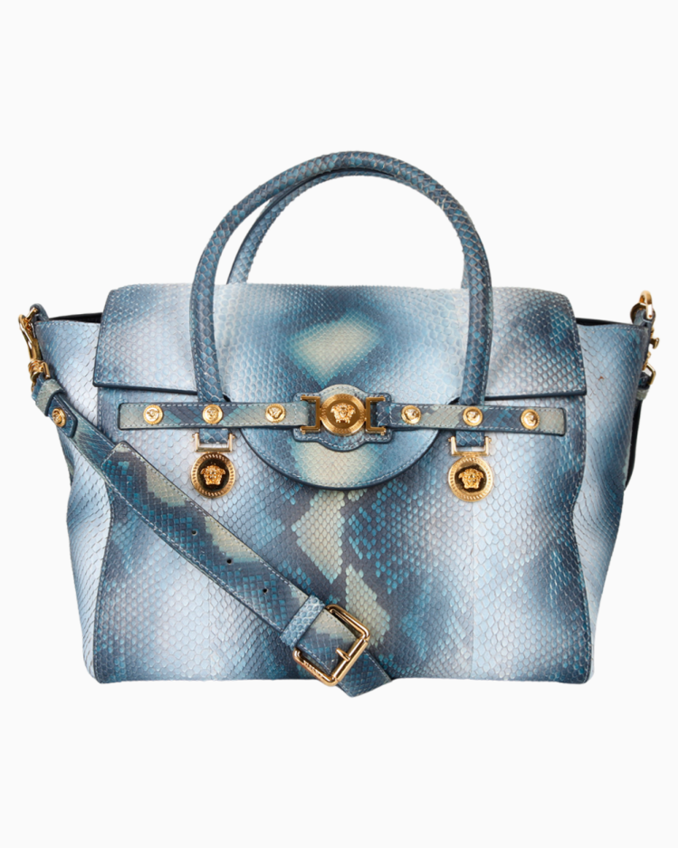 Bolsa Versace Signature Large Python Azul Feminina