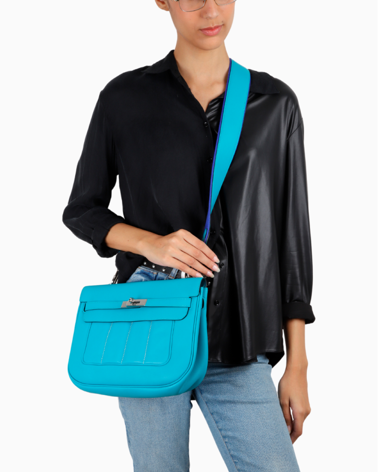 Bolsa Hermès Original Berline 28 Swift Azul Turquesa Feminina