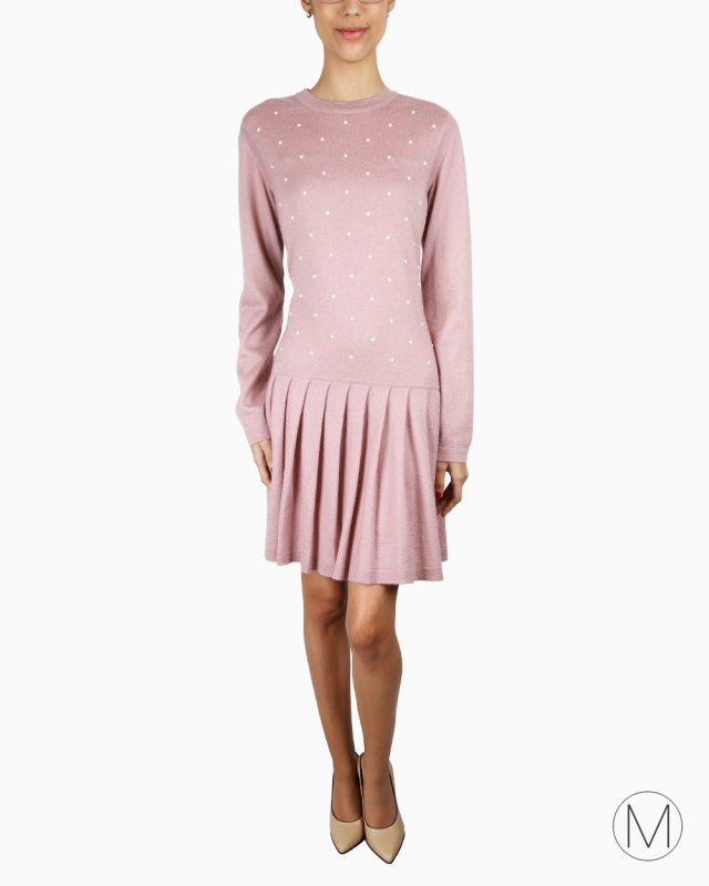 Vestido Chanel Original Cashmere Pérolas Rosa Feminino