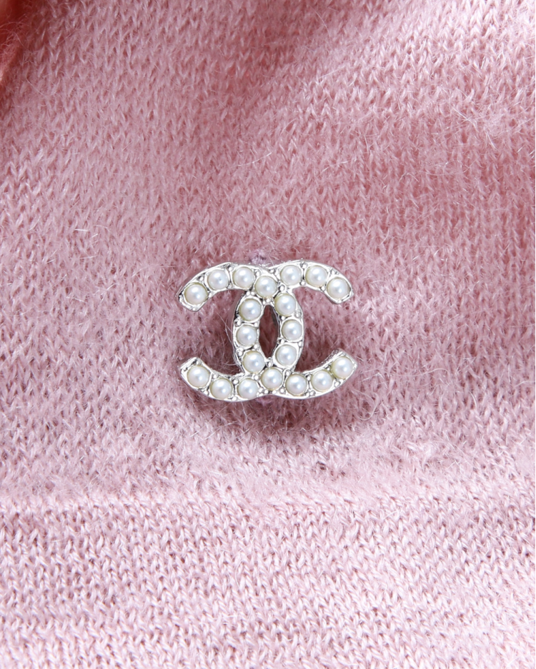 Vestido Chanel Original Cashmere Pérolas Rosa Feminino