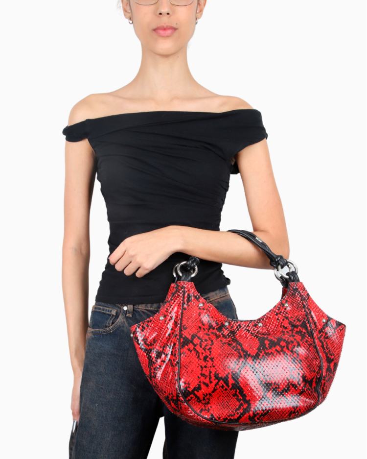 Bolsa Empório Armani Original Python Vermelha Feminina