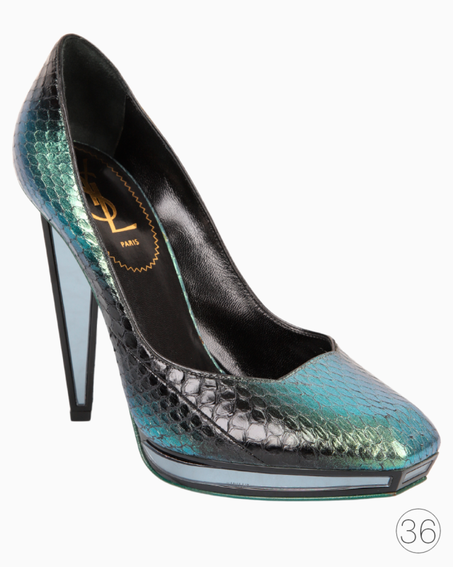 Sapato Saint Laurent Original Python Verde Metalizado Feminino