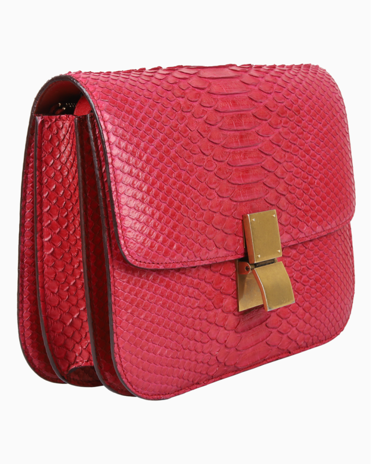 Bolsa Céline Original Box Flap Python Pink Feminina