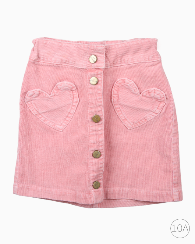 Saia Infantil Original Mixed Veludo Cotelê Coração Rosa