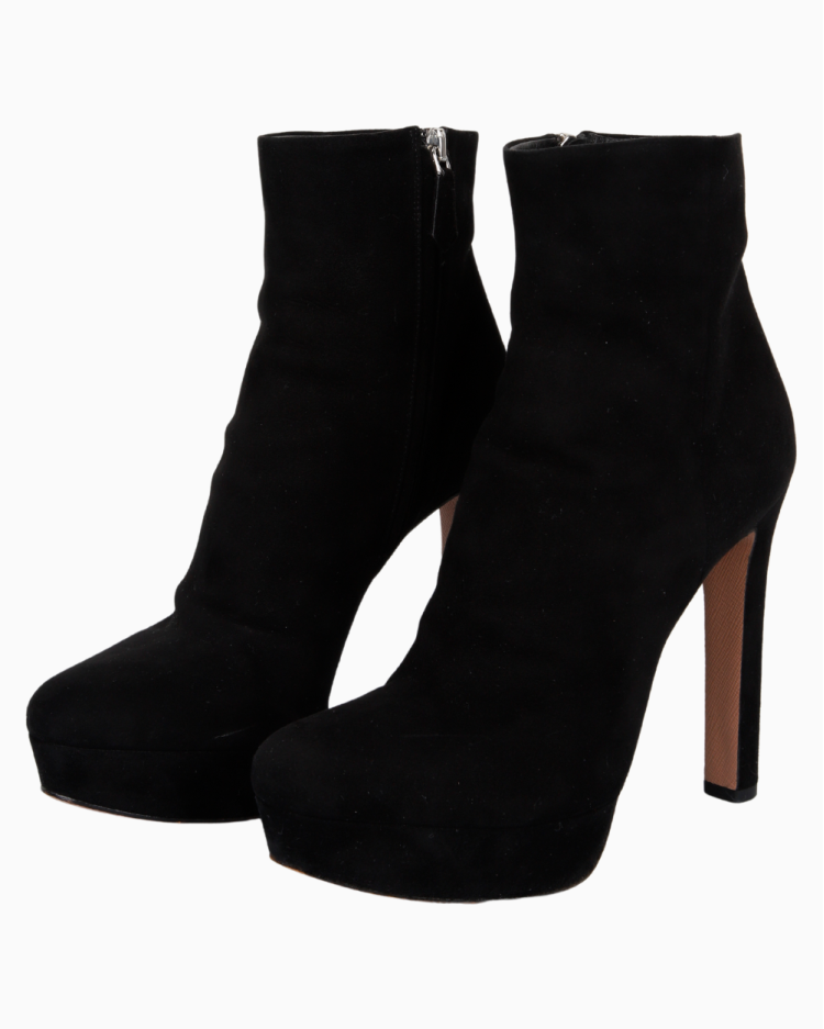 Bota Prada Original Ankle Boot Camurça Preta Feminina