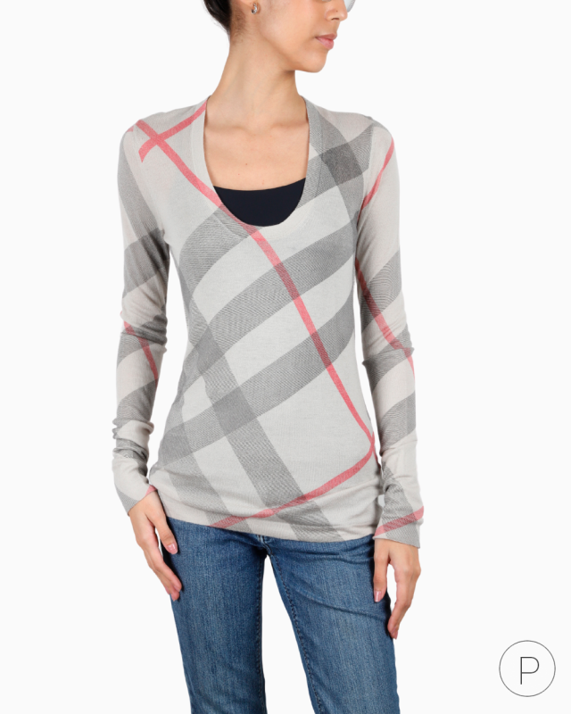 Suéter Burberry Original Lã e Cashmere Xadrez Feminino