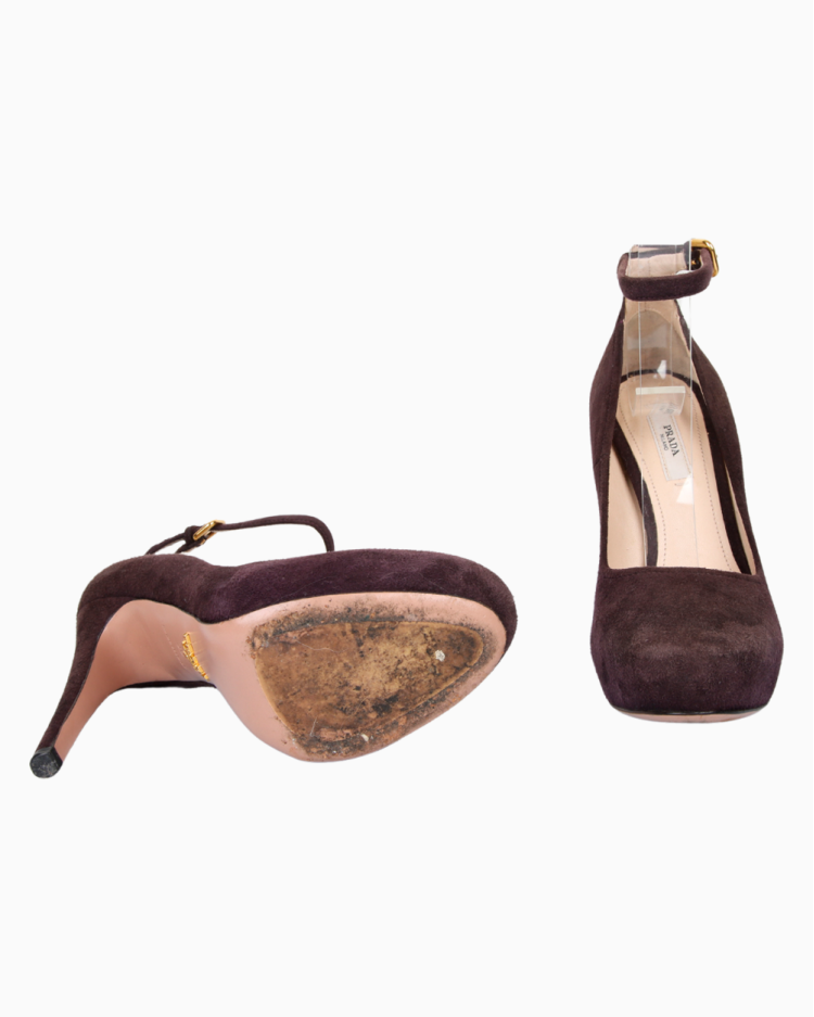 Sapato Prada Original Suede Roxo Feminino