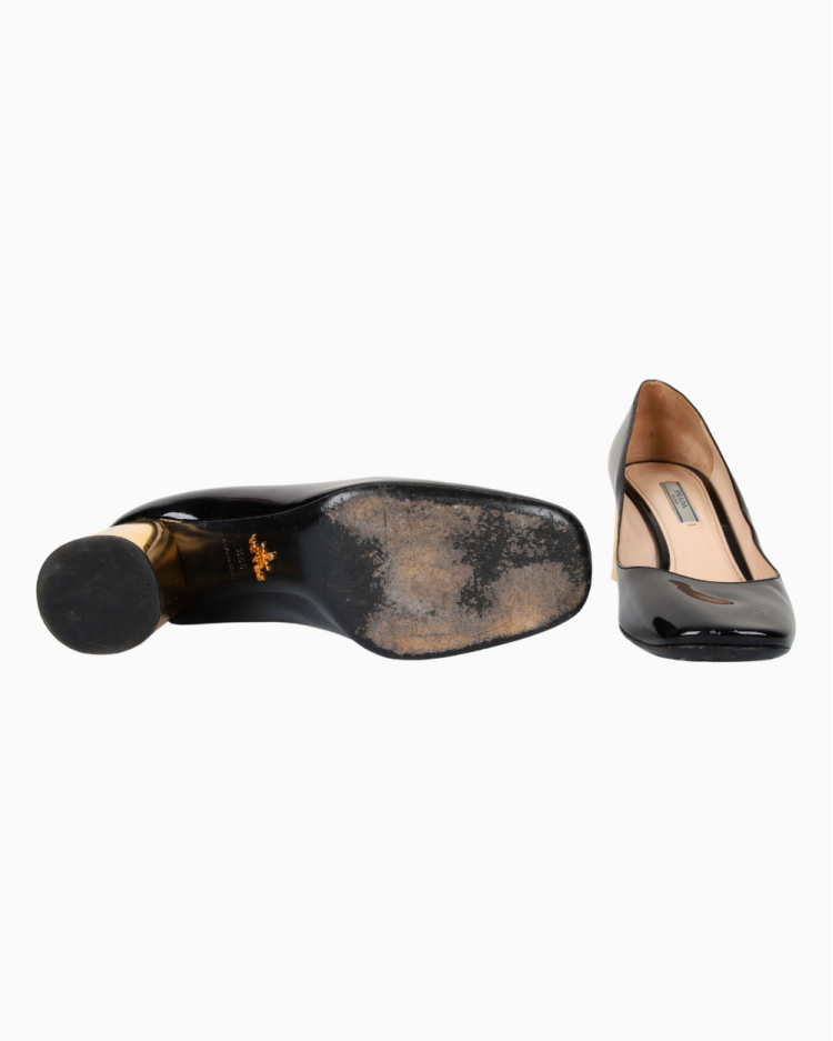 Sapato Prada Original Couro Verniz Preto Feminino