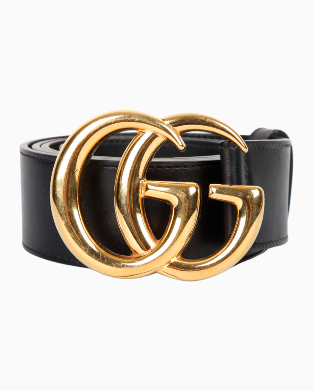 Cinto Gucci Original GG Couro Preto Masculino