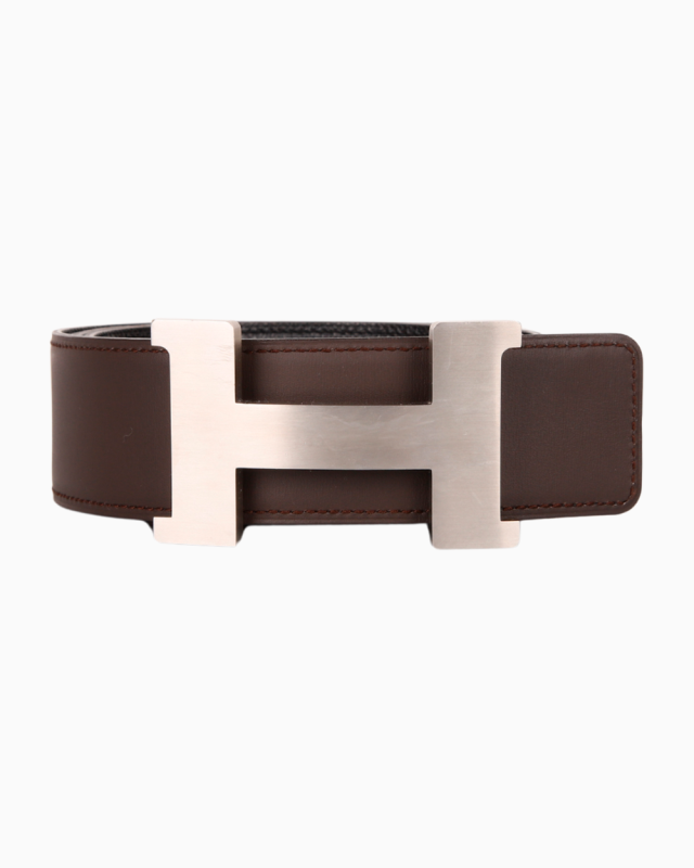Cinto Hermès Original Reversível 42mm Preto e Marrom Masculino
