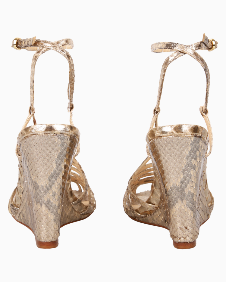Sandália Alexandre Birman Original Python Dourada Feminina