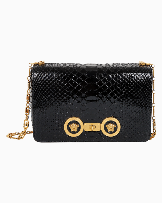 Bolsa Versace Original Medusa Python Embossed Preta Feminina