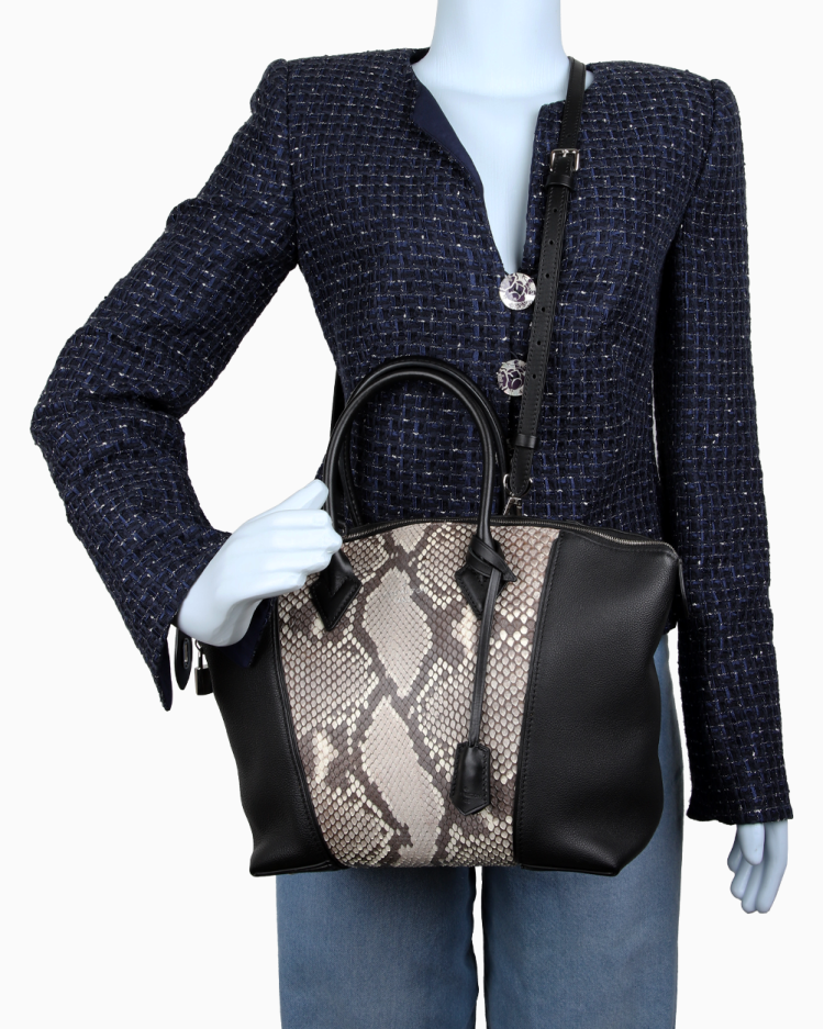 Bolsa Louis Vuitton Original Soft Lock It PM Python Preta Feminina