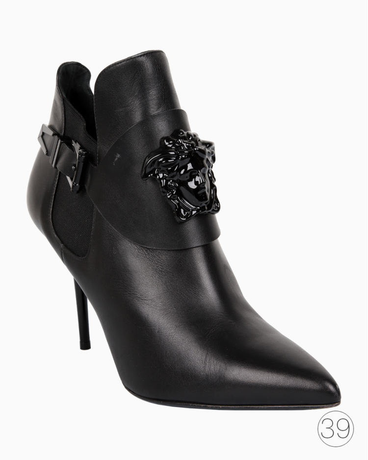 Bota Versace Original Medusa Couro Preta Feminina