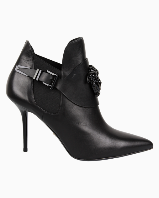 Bota Versace Original Medusa Couro Preta Feminina