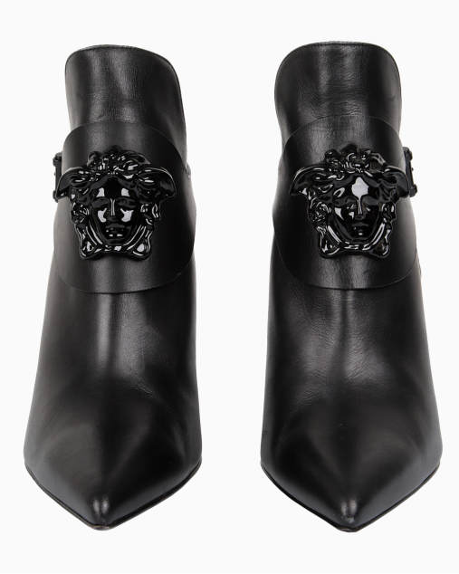 Bota Versace Original Medusa Couro Preta Feminina