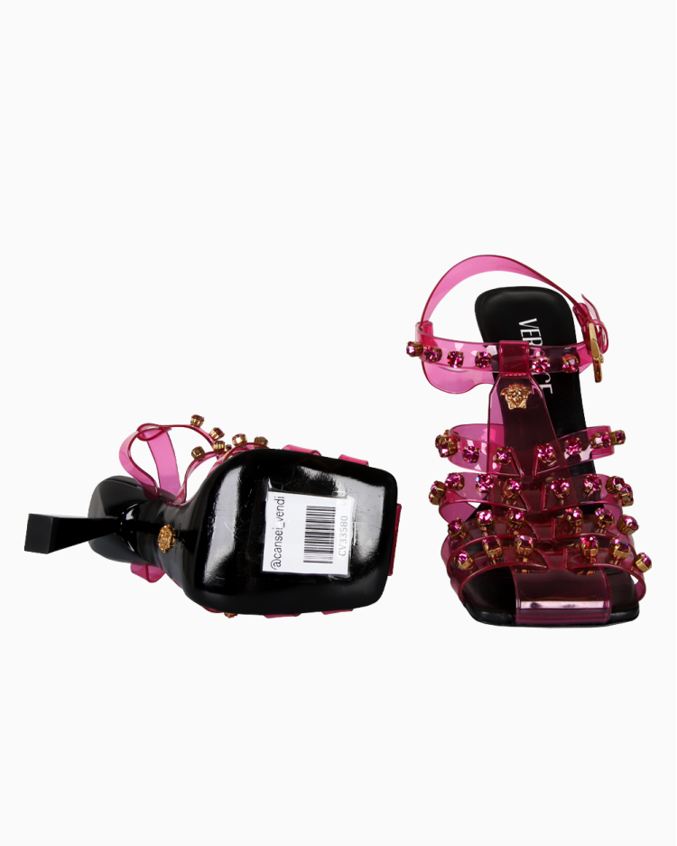 Sandália Versace Original Medusa Cage Rosa Feminina