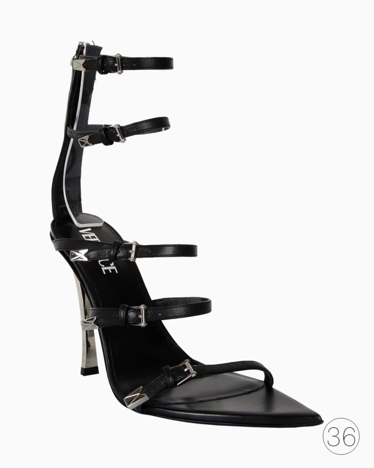 Sandália Versace Original Pin-Point Preto Feminina