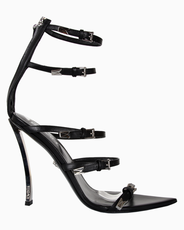 Sandália Versace Original Pin-Point Preto Feminina