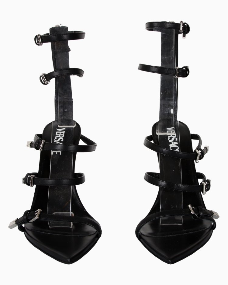 Sandália Versace Original Pin-Point Preto Feminina