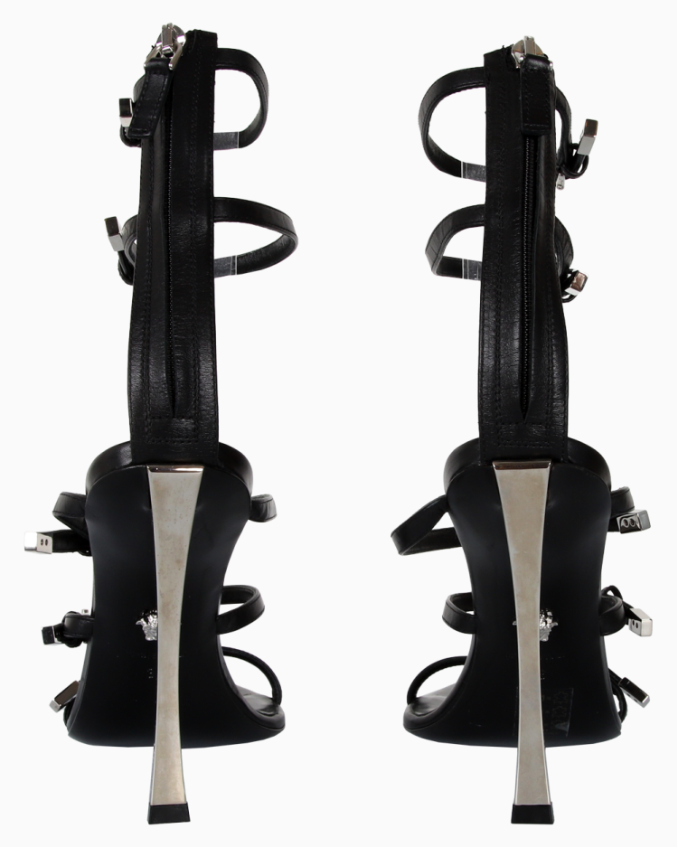 Sandália Versace Original Pin-Point Preto Feminina