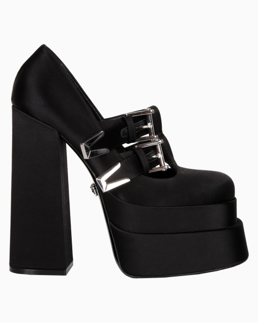 Sapato Versace Original Acetinado Preto Feminino