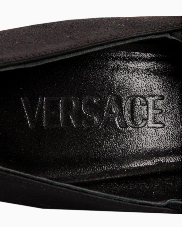 Sapato Versace Original Acetinado Preto Feminino
