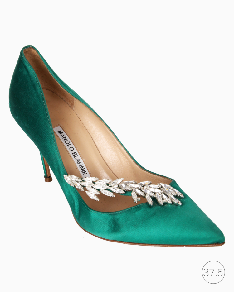 Sapato Manolo Blahnik Original Cetim Verde Feminino