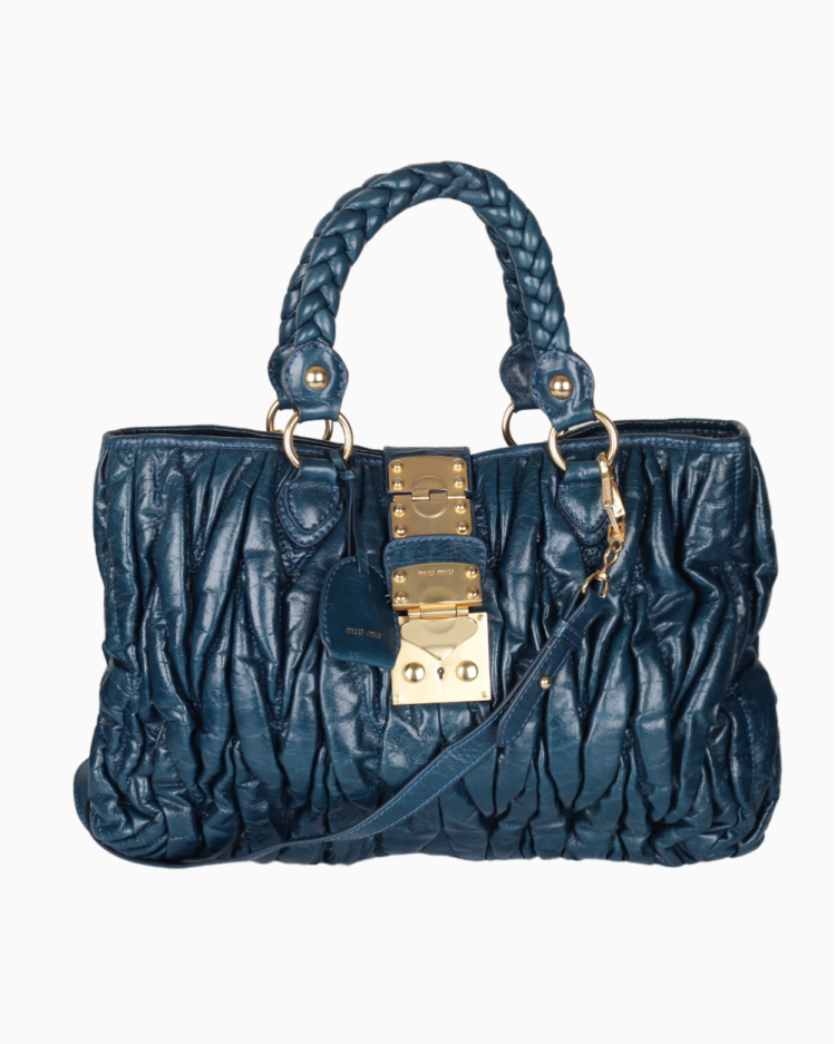 Bolsa Miu Miu Matelassê Azul Turquesa