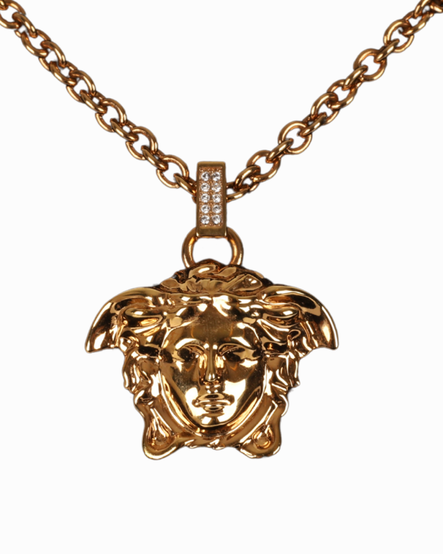 Colar Versace Medusa Dourado com Cristais