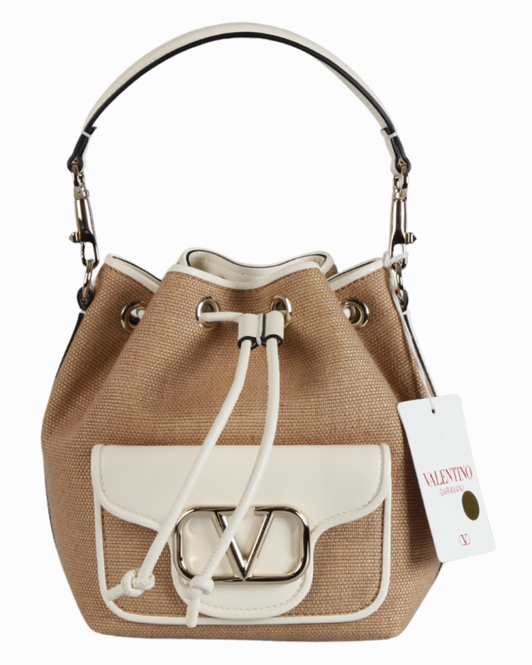 Bolsa Valentino Bucket Locò de Ráfia