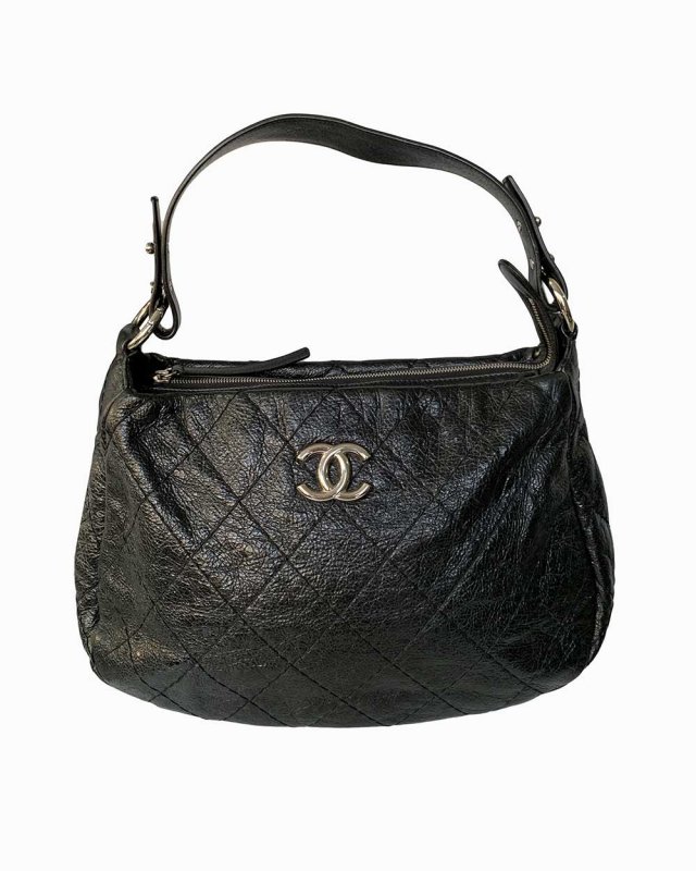 Bolsa Chanel Hobo Aged Leather Preta