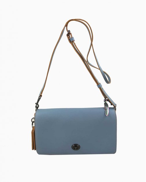 Bolsa Coach Azul Claro e Caramelo