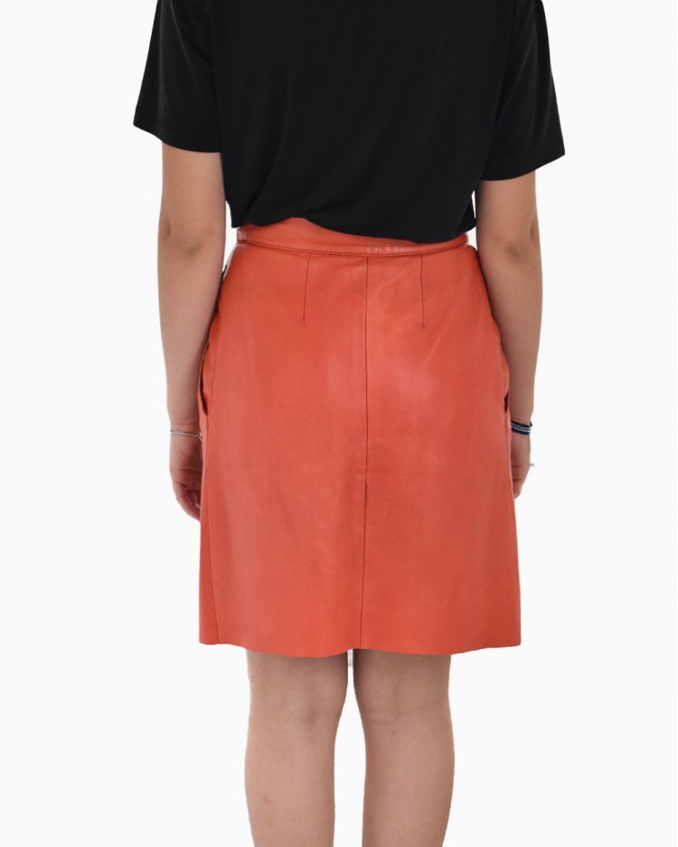Saia Couro Saint Laurent Coral YSL Original