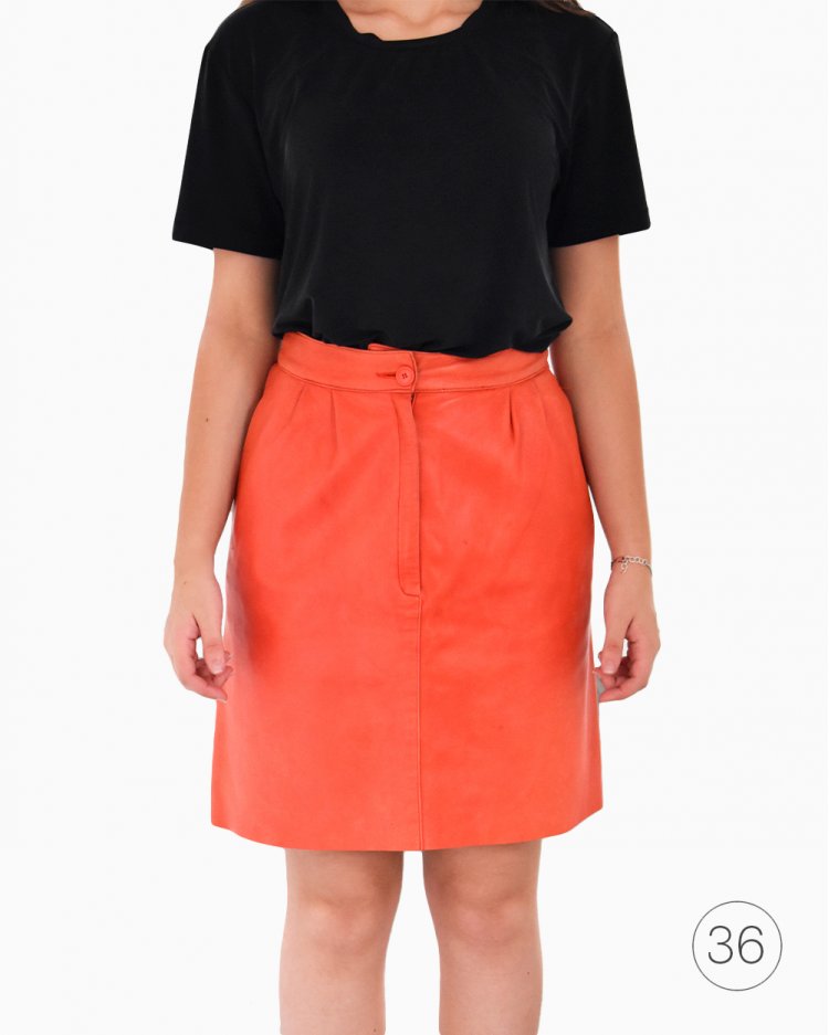 Saia Couro Saint Laurent Coral YSL Original