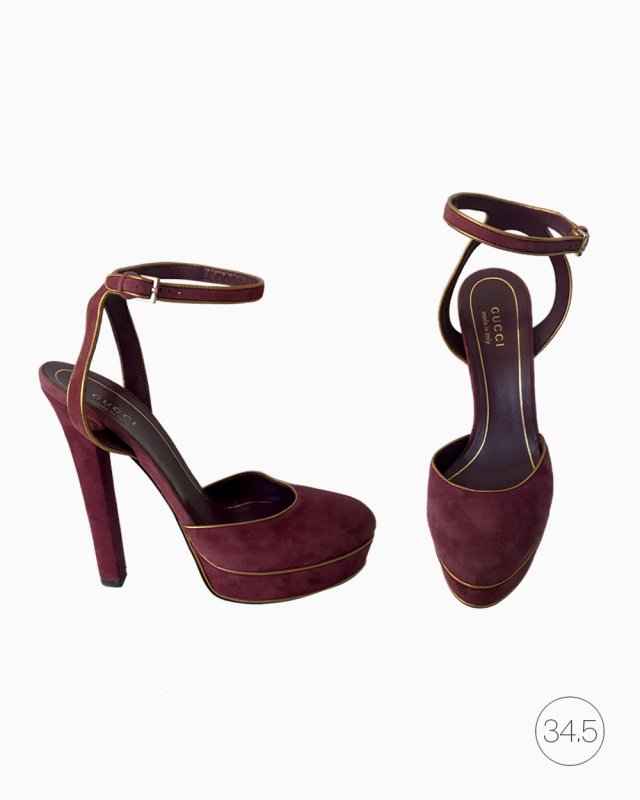 Sapato Gucci Plataforma Camurça Uva Autentico Feminino