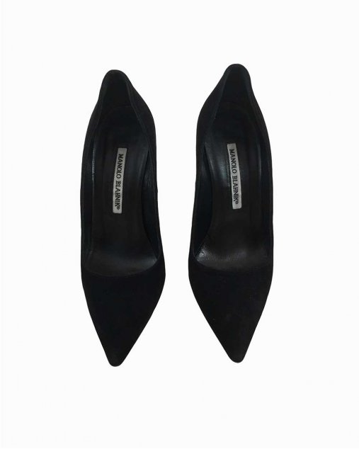 Sapato Manolo Blahnik Scarpin Nobuk Preto