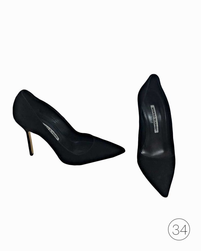 Sapato Manolo Blahnik Scarpin Nobuk Preto